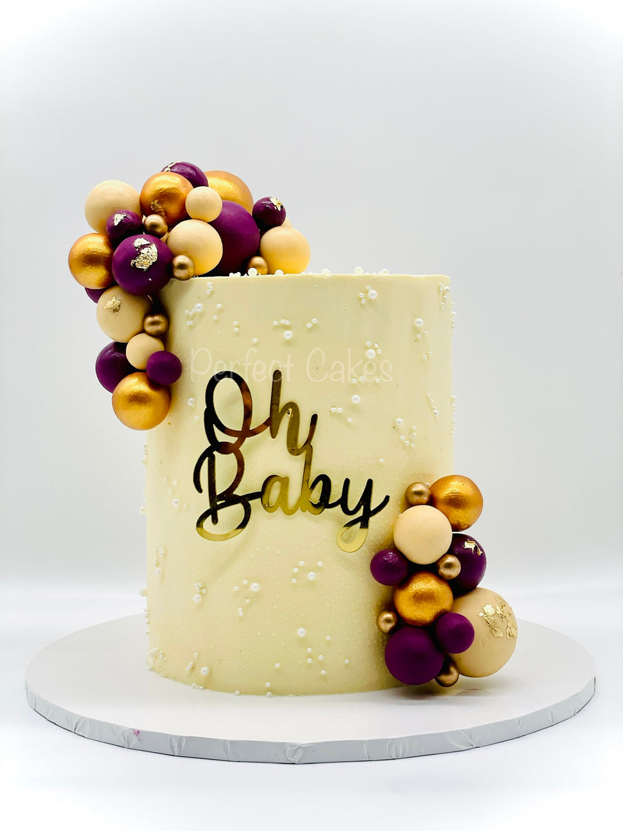 Oh baby golden maroon cake – Perfect Cakes Perth
